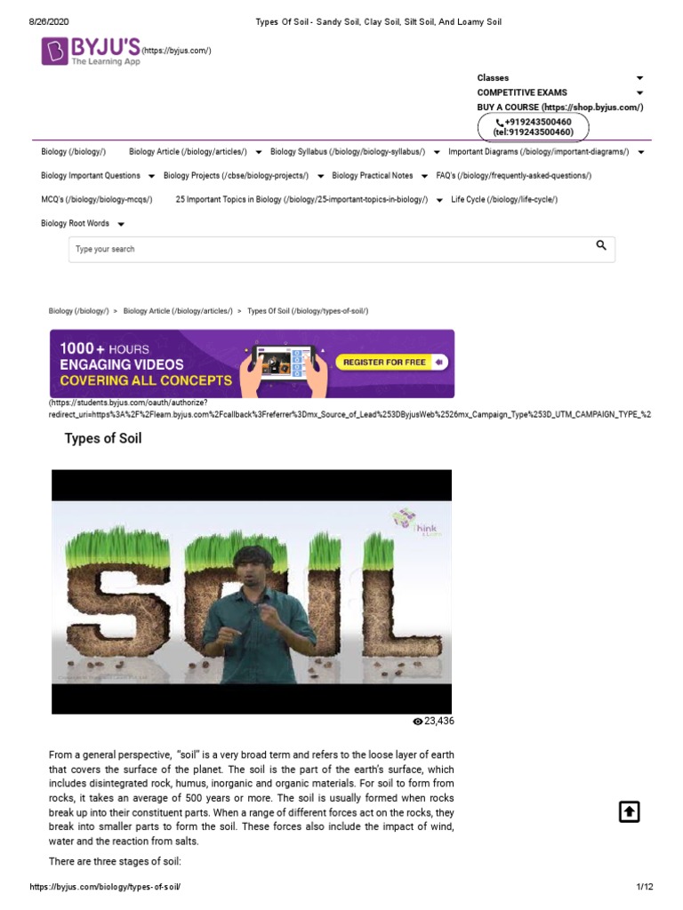 Types of Soil: Sandy, Clay, Silt, Loam | PDF | Loam | Soil