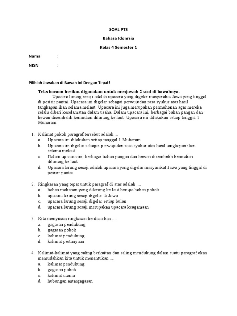 Soal Pts B. Indonesia | PDF