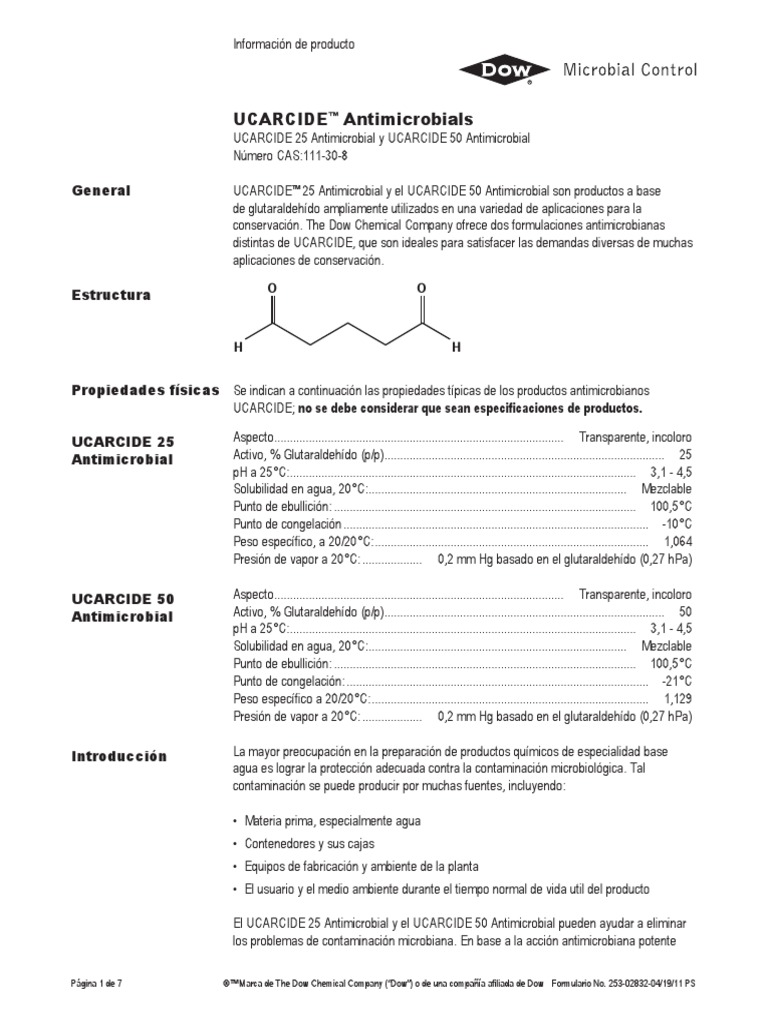 Ucarcide 50 Antimicrobial - Información de Producto - Dow Chemical ...