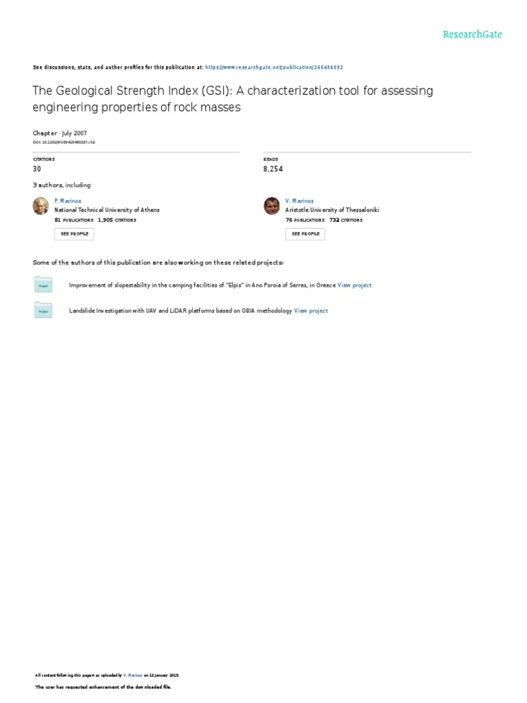 The Geological Strength Index GSI | PDF | Strength Of Materials | Science
