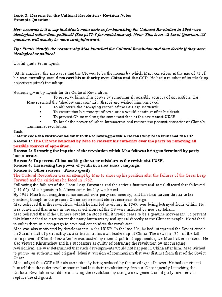 Cultural Revolution: Mao's Motives Explained | PDF | Mao Zedong ...