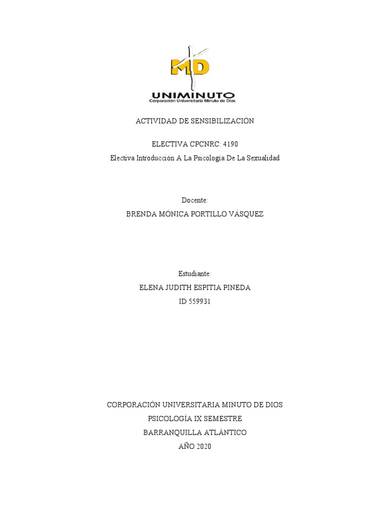 Actividad de Sensibilización Elena Judith Espitia Pineda | PDF | La ...