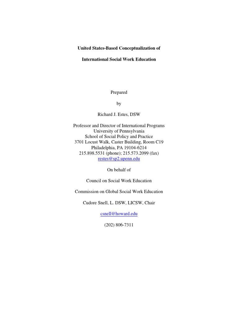 United States-Based Conceptualization of International Social Work ...