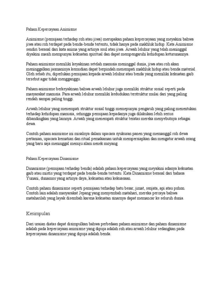 Paham Kepercayaan Animisme | PDF