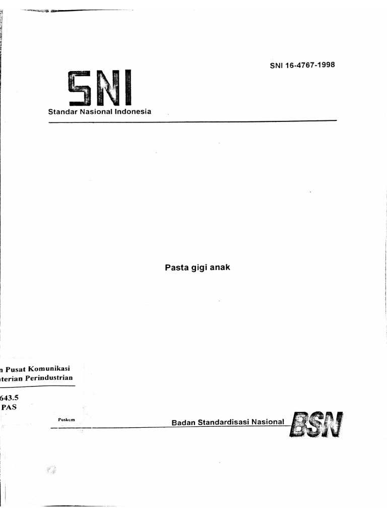 SNI Pasta Gigi Anak | PDF