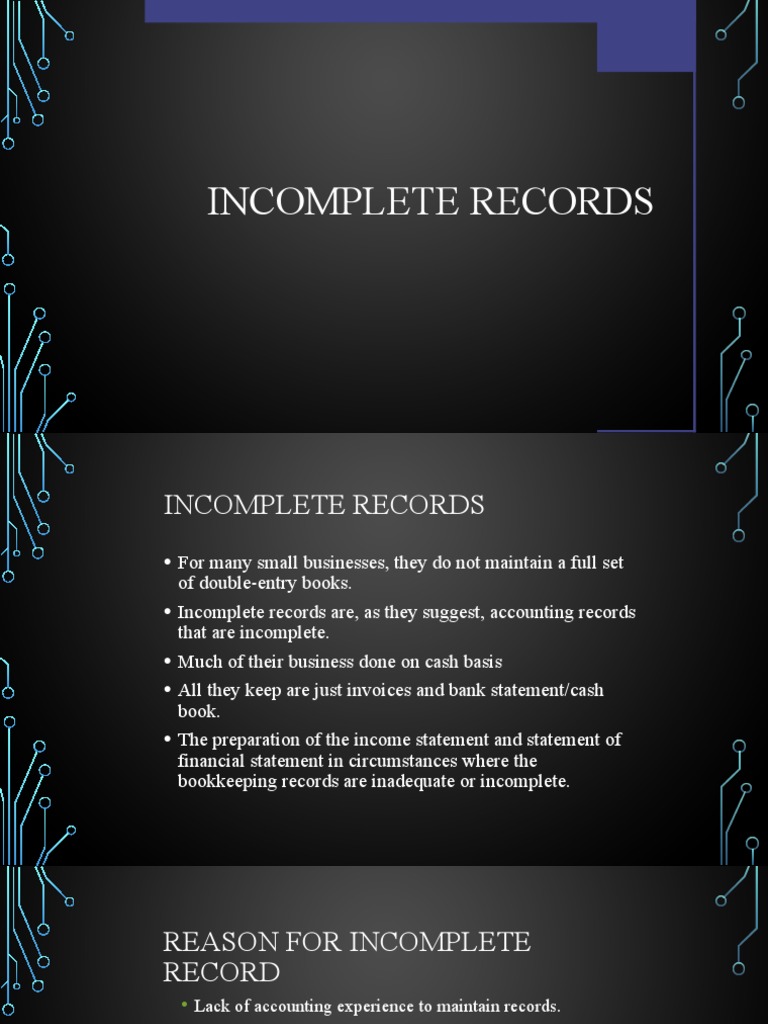 Incomplete Records | PDF | Gross Margin | Bookkeeping