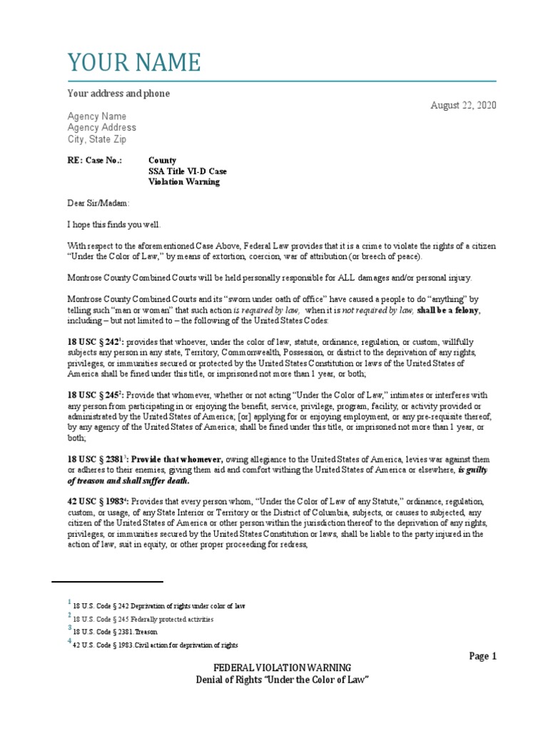 Federal Violation Warning Notice | PDF | Treason | United States Code
