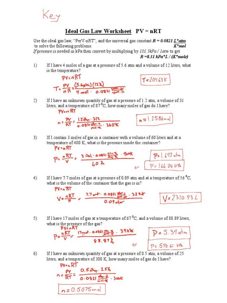 Ideal Gas Law Practice Problems | PDF