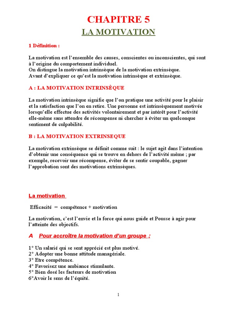 Motivation : Intrinsèque vs Extrinsèque | PDF | Motivation | Motivant