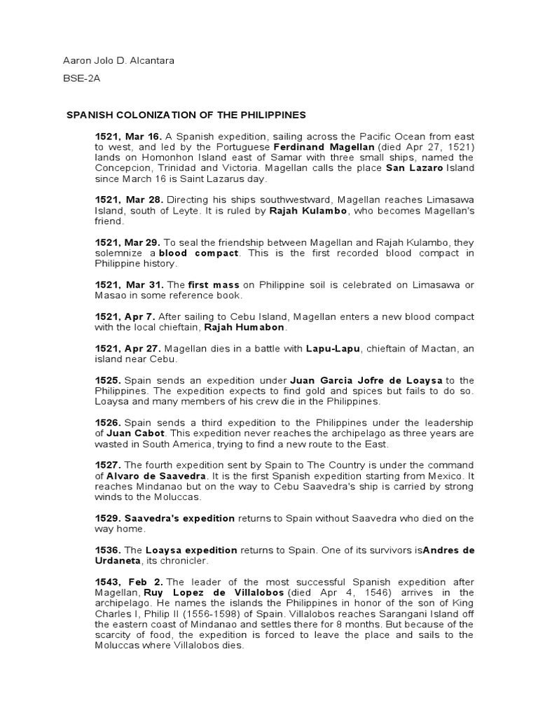 Timeline of Spanish Colonization of The Philippines | PDF | Spanish ...