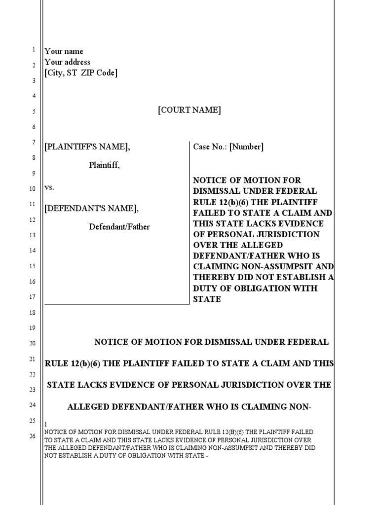 (1a) Non-Assumpsit First Response To Court That You Are Not Consenting ...