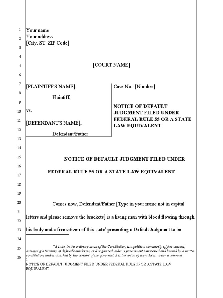 Legal Notice for Default Judgment | PDF | Default Judgment | Law Clerk