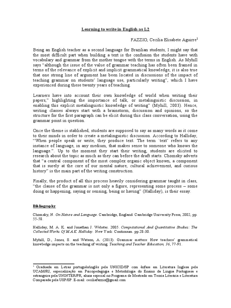 Learning To Write in English As L2 | PDF | Second Language | English ...