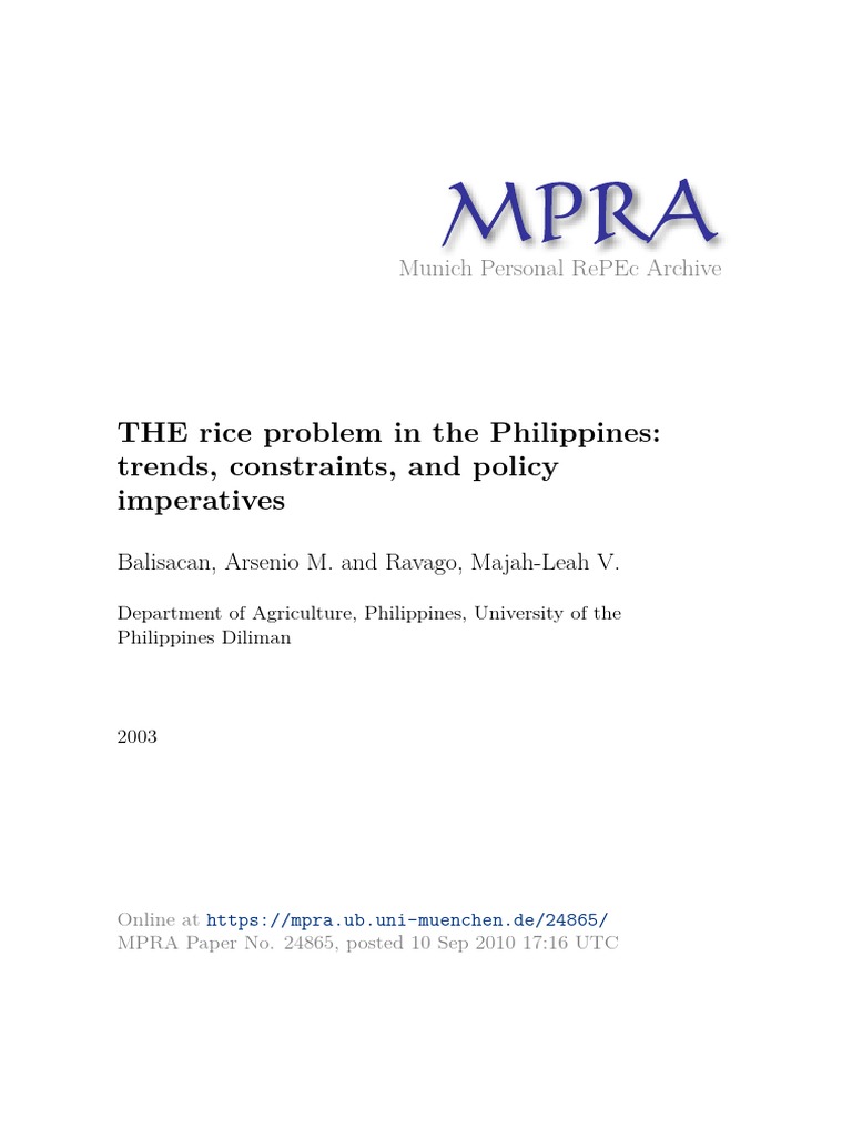 Rice Problem in The Philippines | Download Free PDF | Economic Growth ...