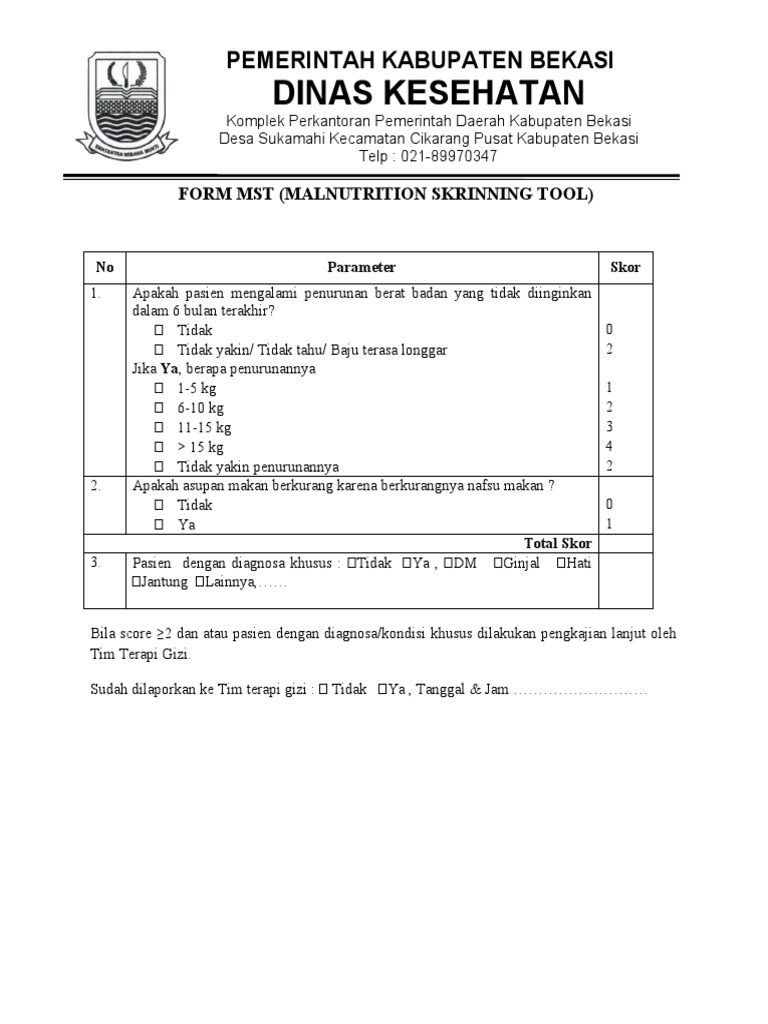 FORM Skrining MST | PDF