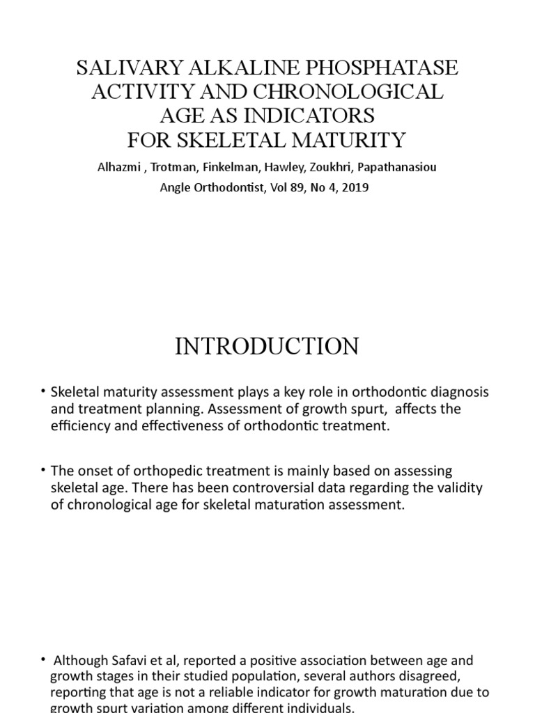 Salivary Alkaline Phosphatase Activity and Chronological Age As ...