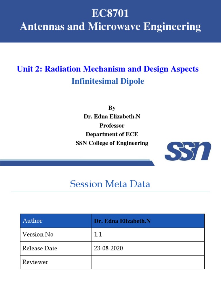 EC8701 Antennas and Microwave Engineering: Unit 2: Radiation Mechanism ...