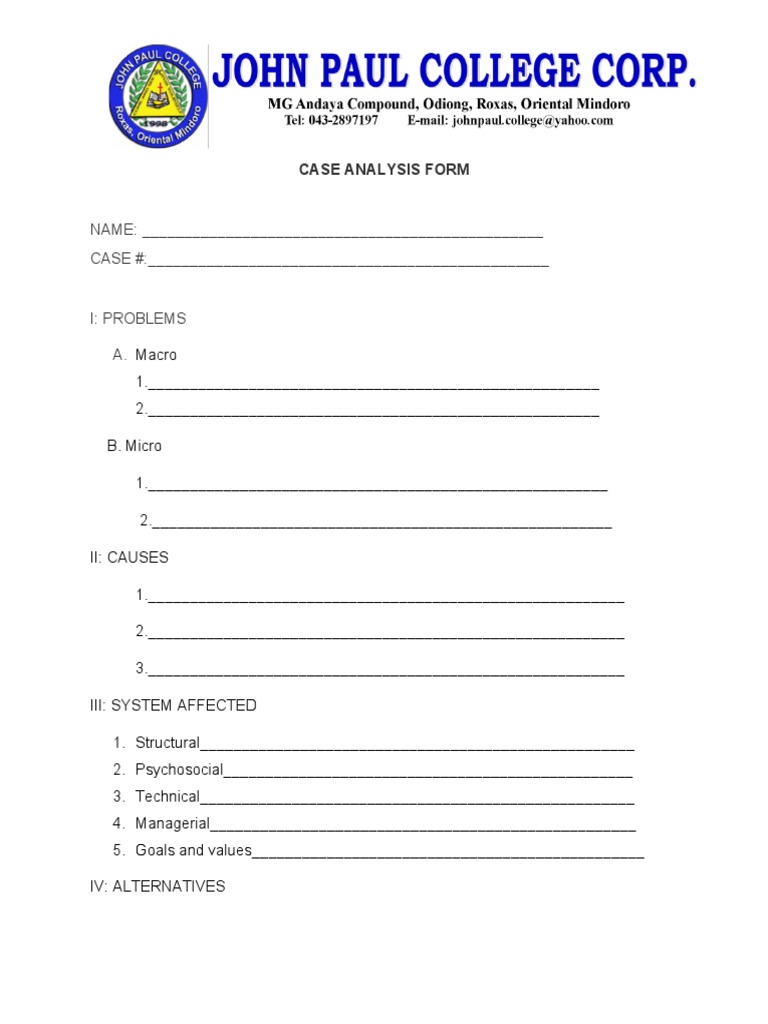 Case Analysis Form | PDF