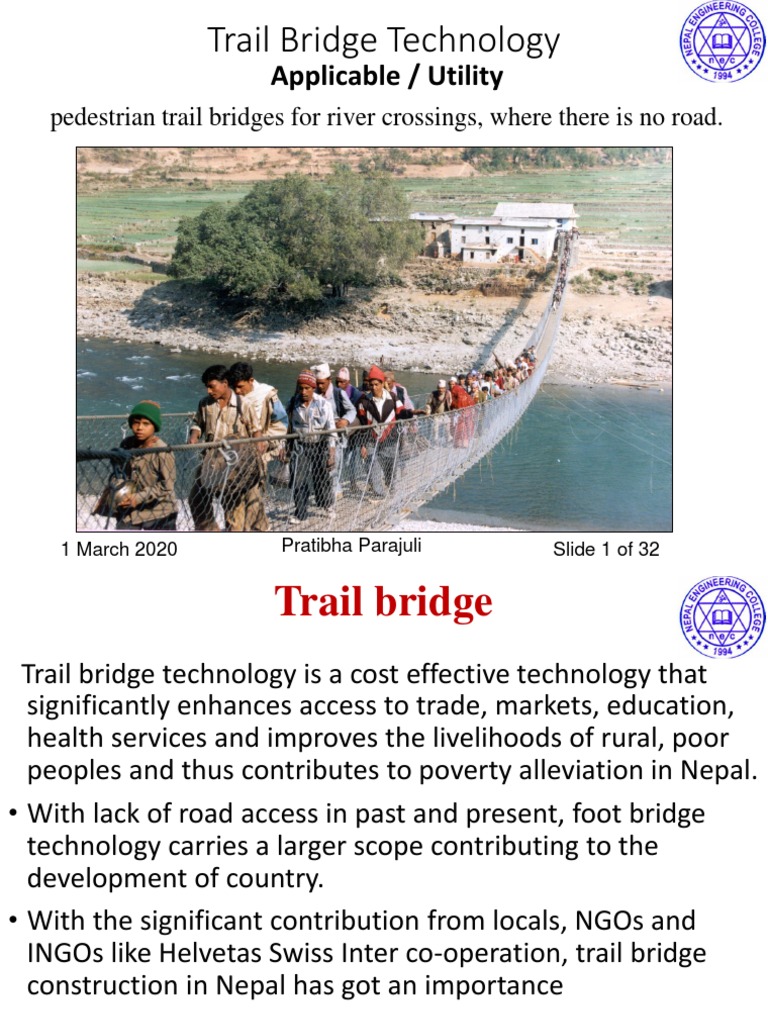 Nepal Trail Bridge Technology Overview | PDF | Bridge | Civil Engineering