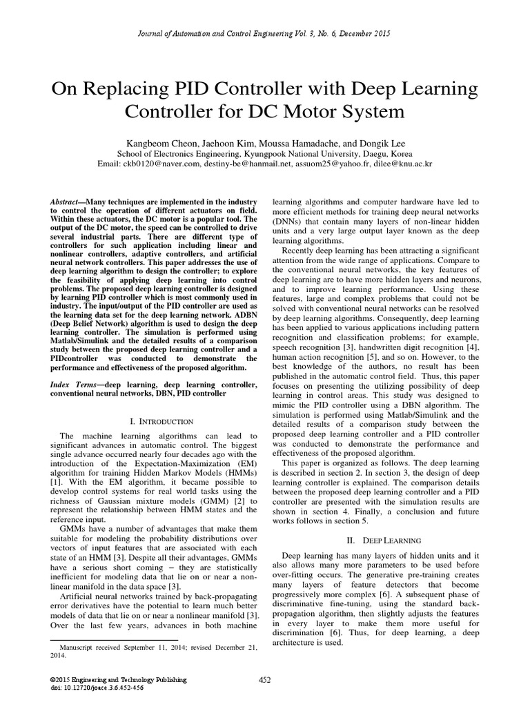 Deeplearning For DC Motor PDF | PDF | Deep Learning | Control Theory