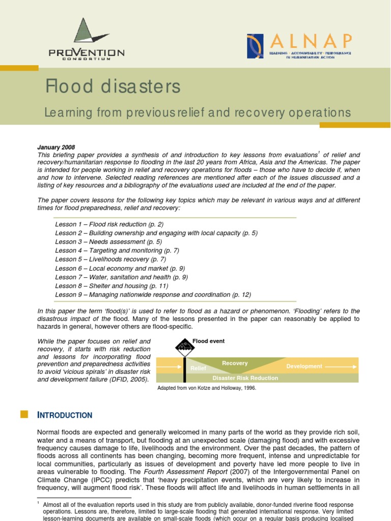 Flood Disasters: Learning From Previous Relief and Recovery Operations ...