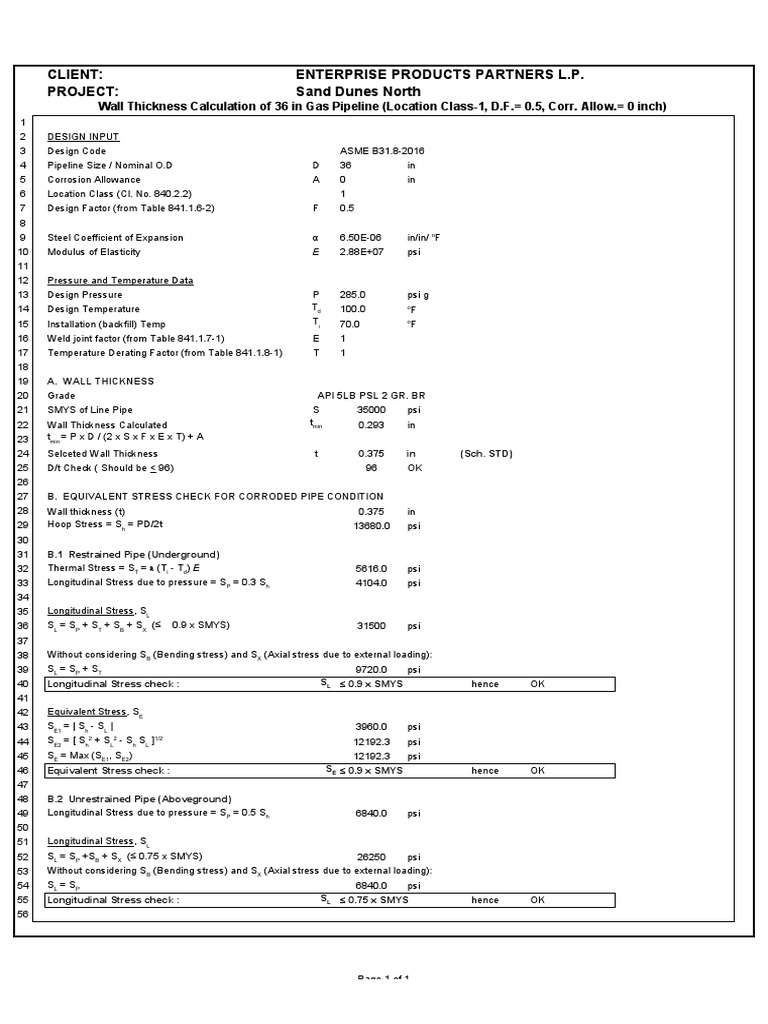 Wall-Thickness-Calculation-ASME B31.8-2016-API5LGRB | PDF | Chemical ...