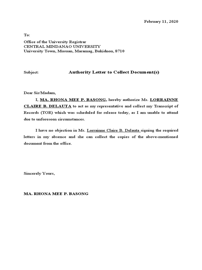 Authorization Letter | PDF