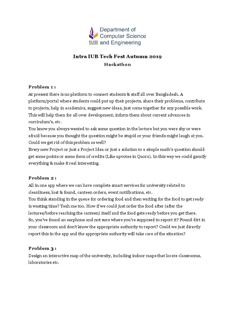 Hackathon Problems & Rules - Au - 19 PDF | PDF | Hacker Culture | User ...