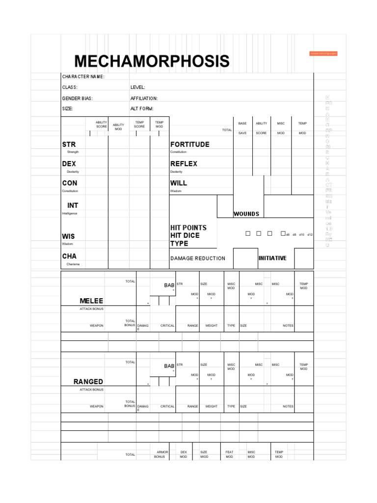 Character Sheet for RPG Classes and Abilities | PDF | Role Playing ...