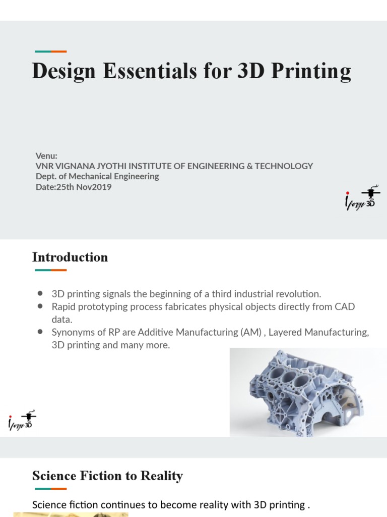 Design Essentials For 3D Printing | PDF | 3 D Printing | Technological ...