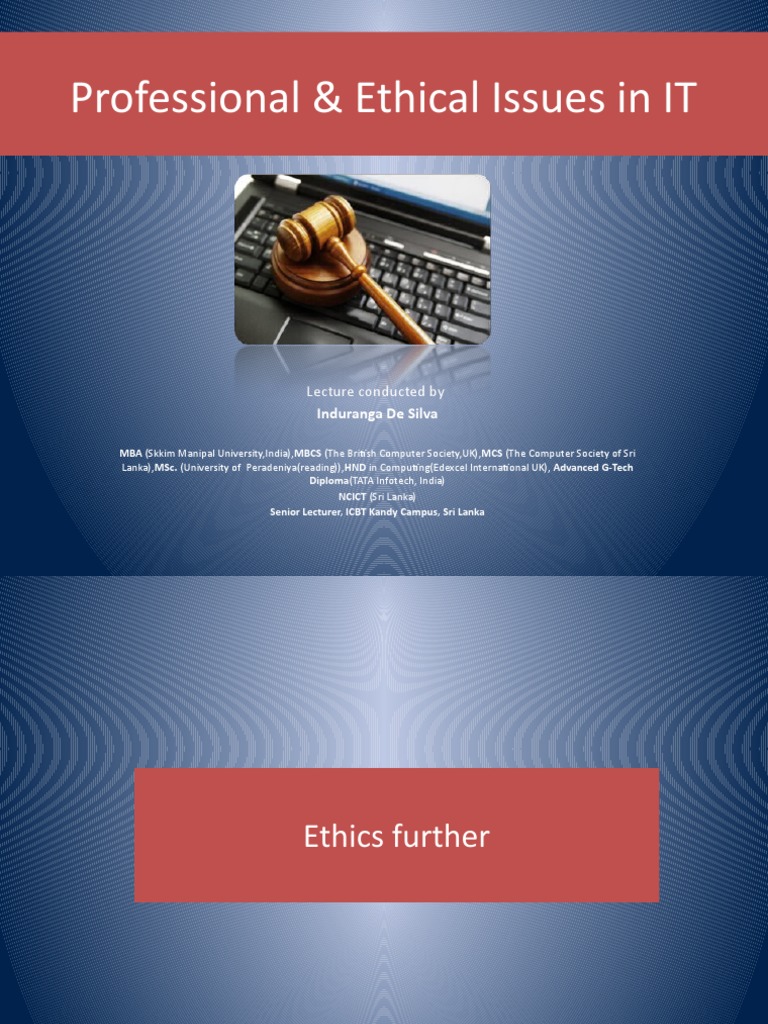 Professional & Ethical Issues in IT: Lecture Conducted by | PDF ...