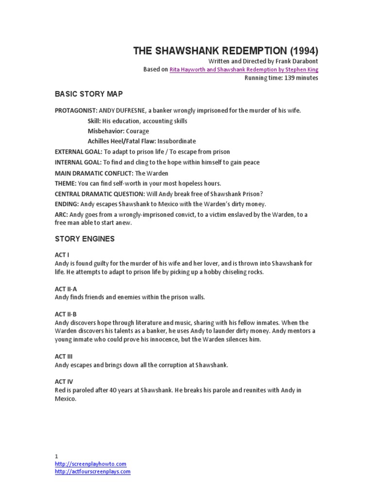 The Shawshank Redemption Story Map | PDF | Prison | Violence