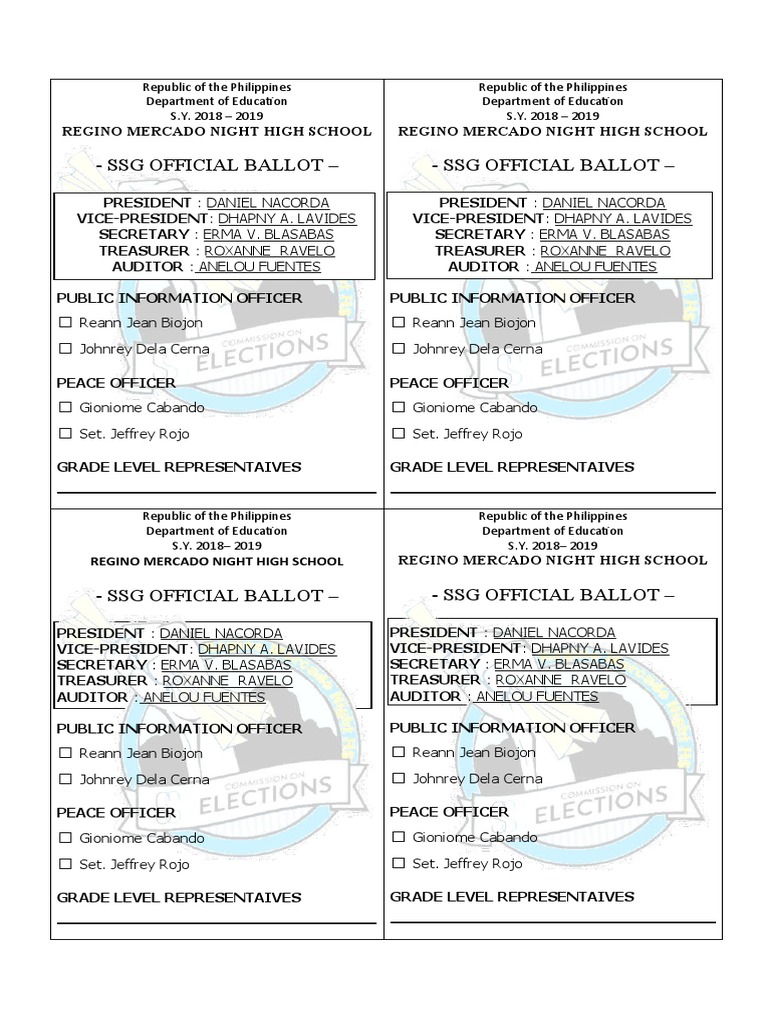 SSG Ballot | PDF