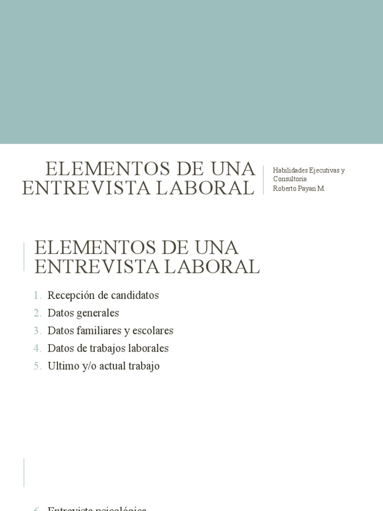 Elementos de Una Entrevista Laboral | PDF