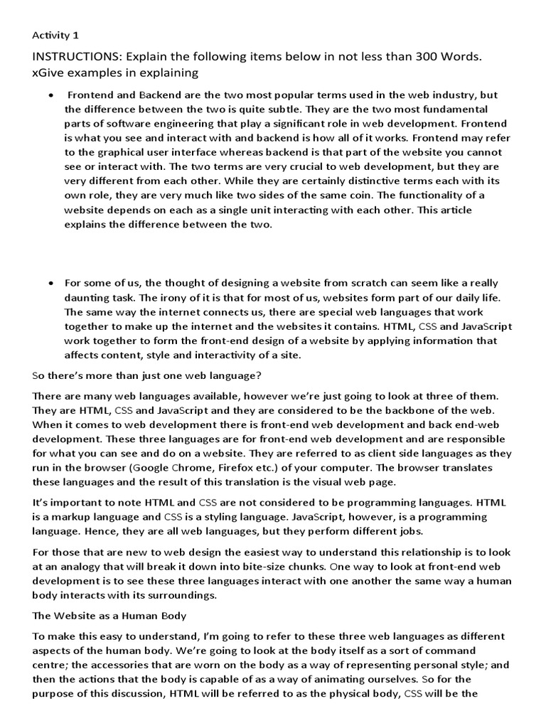 Instructions: Explain The Following Items Below in Not Less Than 300 ...