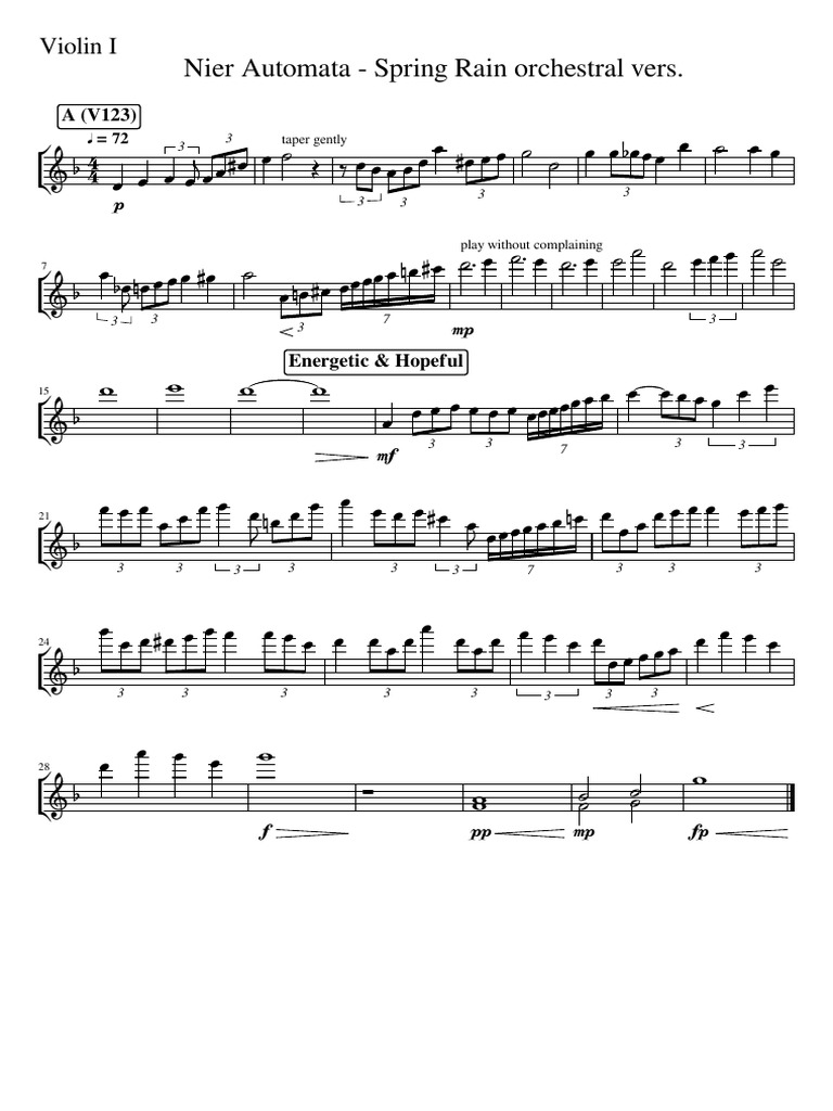 NieR Automata - Spring Rain Orchestral-Violin I PDF | PDF