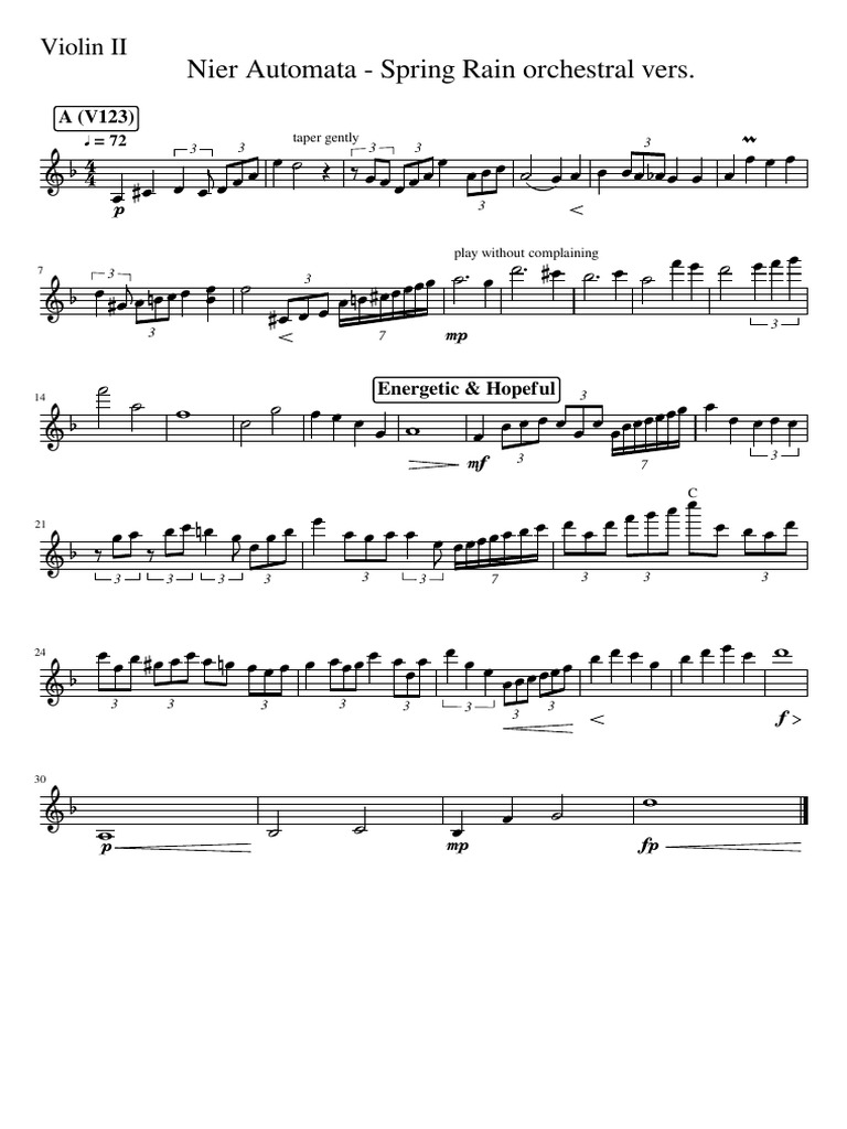 Orchestral Arrangement of 'Spring Rain' from Nier Automata | PDF