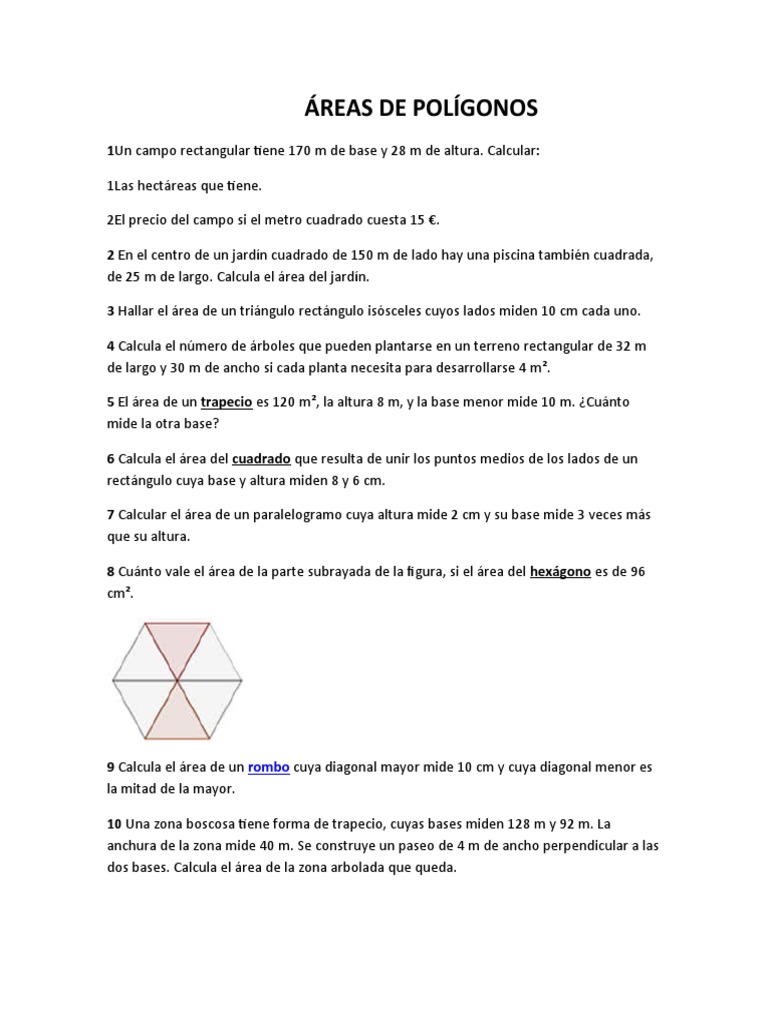 Áreas de Polígonos | PDF | Rectángulo | Triángulo