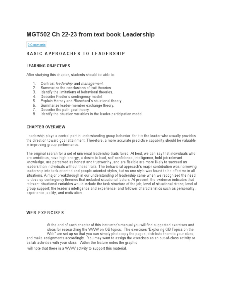 MGT502 CH 22 | PDF | Leadership | Social Psychology