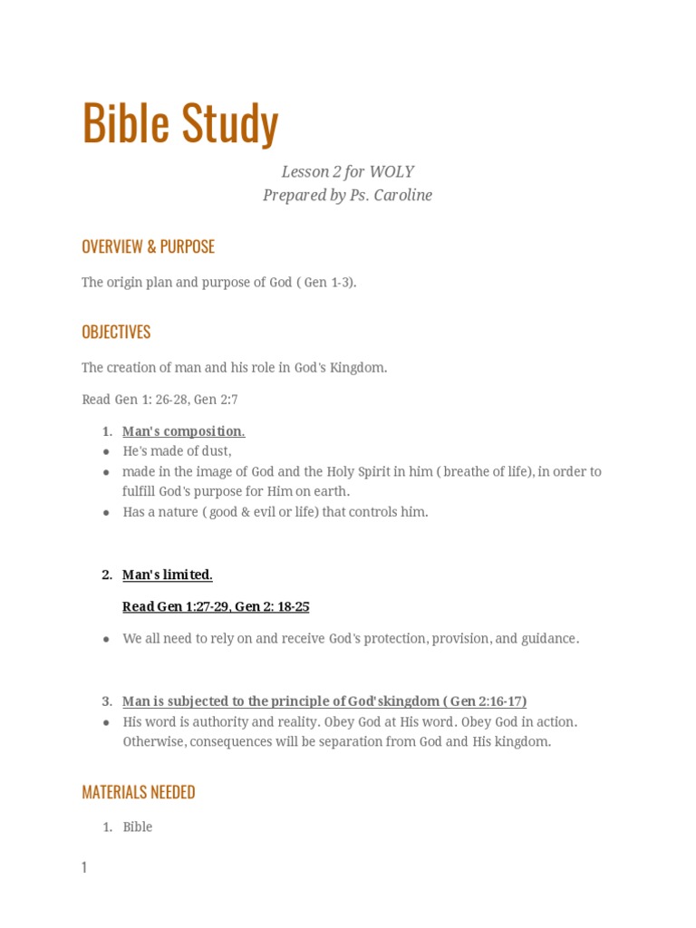 Bible Study: Overview & Purpose | PDF