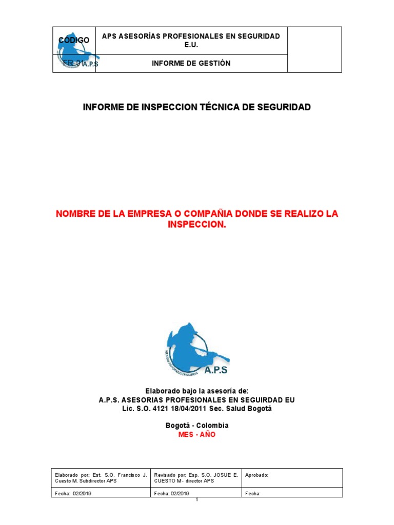 Formato de Informe de Inspeccion Tecnica de Seguridad 2019 | PDF | Sistema operativo | Business