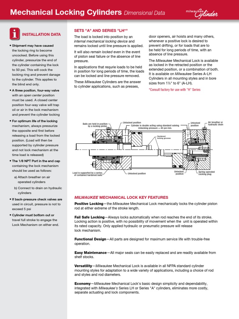 Mechanical Locking Cylinders: Dimensional Data | PDF | Piston | Machines