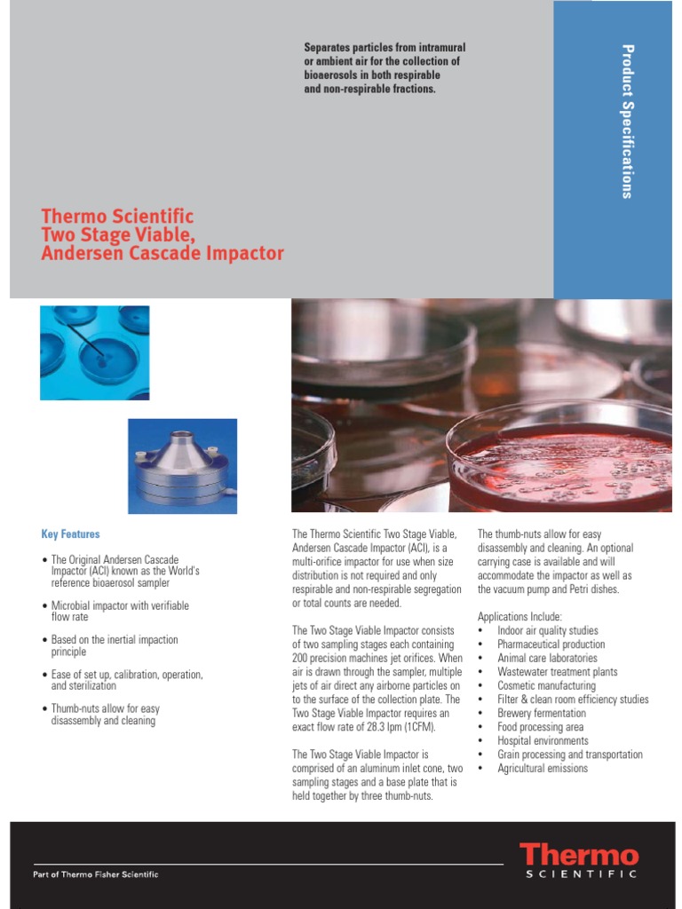 Thermo Scientific Two Stage Viable, Andersen Cascade Impactor | PDF ...
