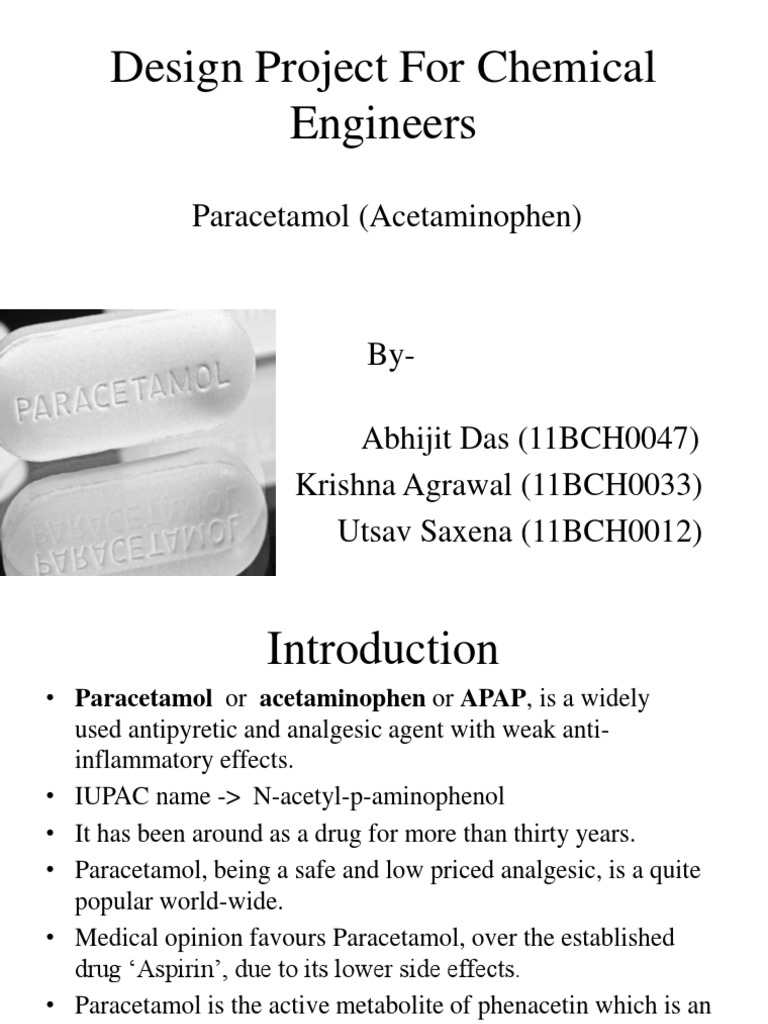 Design Project For Chemical Engineers: Paracetamol (Acetaminophen ...