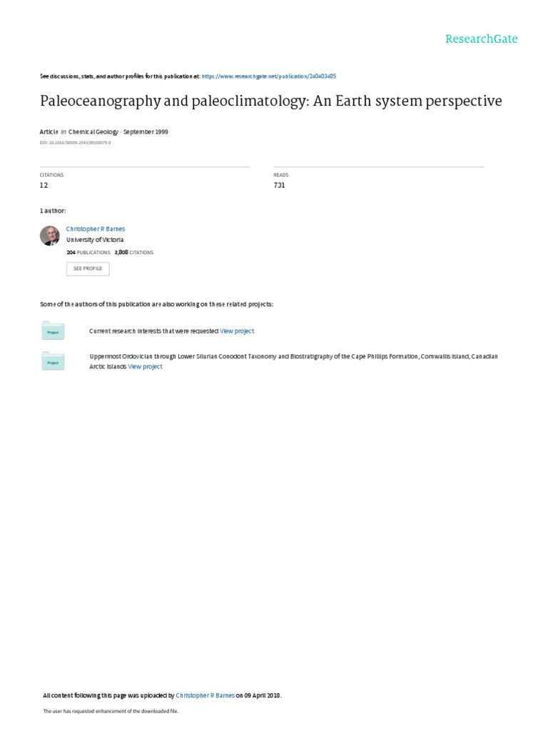 Paleoceanography and Paleoclimatology: An Earth System Perspective ...