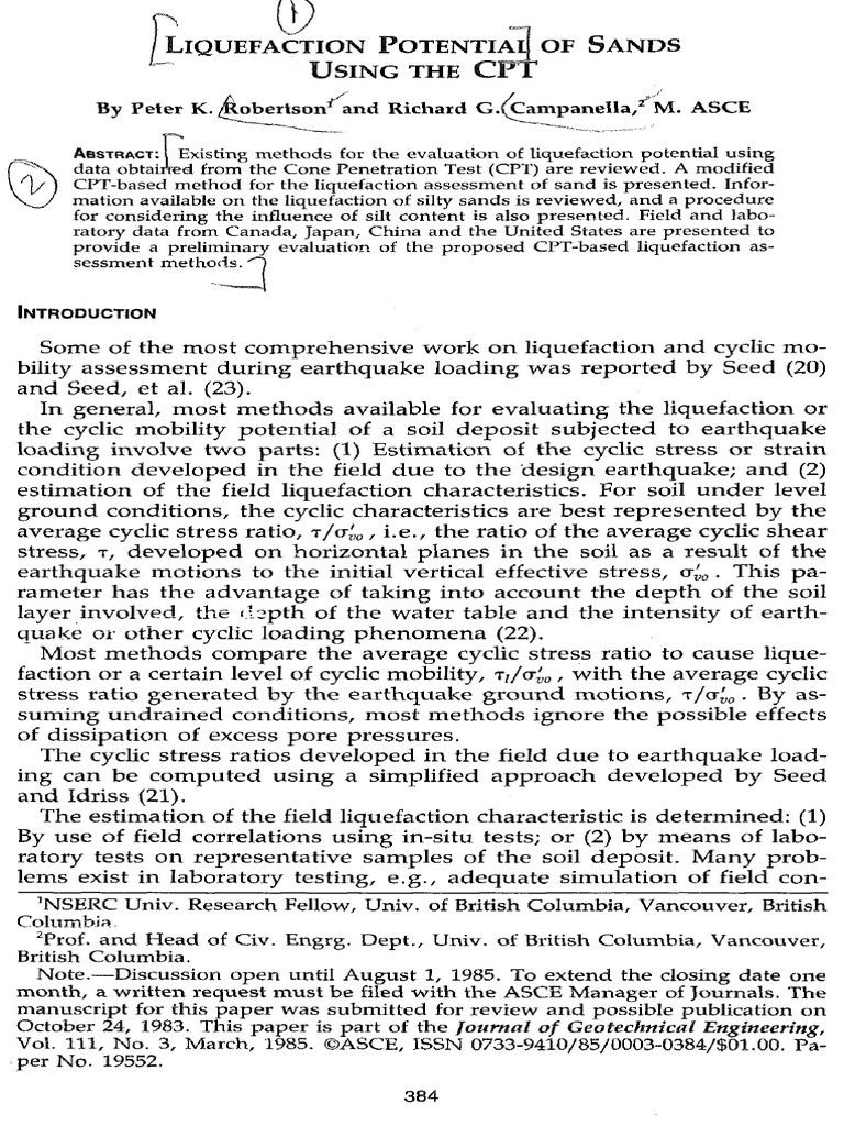 (1985 Robertson and Campanella) Liquefaction Potencial of Sands Using ...