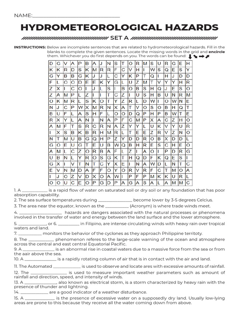 Hydrometeorological Hazards Activity | PDF | Rain | Thunderstorm