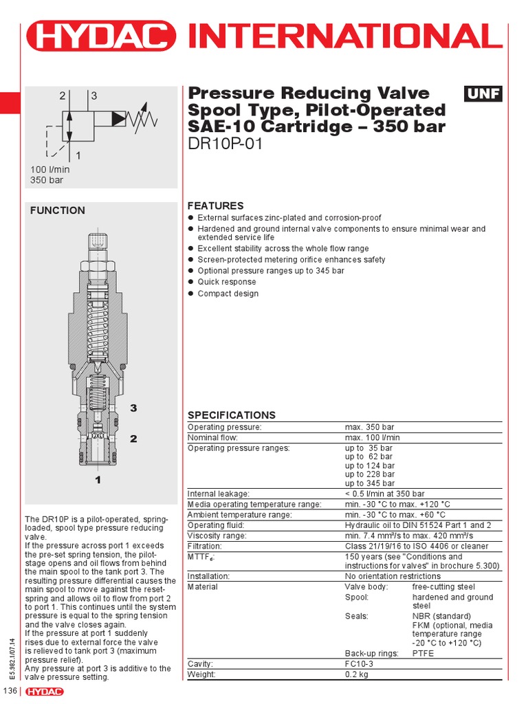 Hydac DR10P Pressure Reducing Valve | PDF | Valve | Pressure
