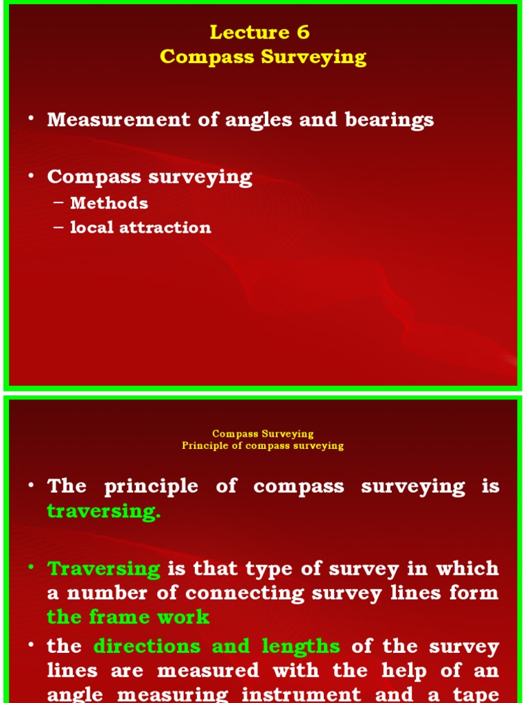 Measurement of Angles and Bearings - Compass Surveying | PDF | Compass ...