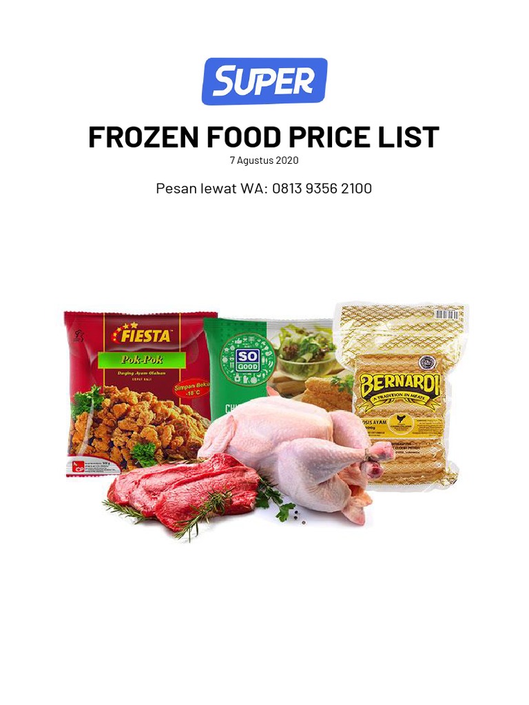 Price List Frozen Food Super 7 Aug 2020 | PDF | Southeast Asian Cuisine ...